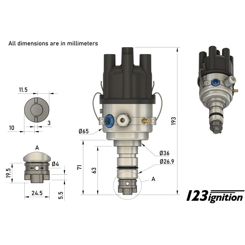 123ignition TUNE+ 6-R-V-G (Bluetooth), replaces Lucas distributors